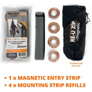 RE-U-ZIP® Reusable Magnetic Entry Strip™ | Patented Self-Closing Dust Barrier Zipper | Starter Kit