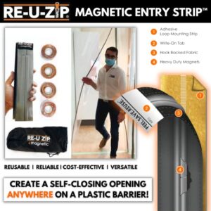 RE-U-ZIP® Reusable Magnetic Entry Strip™ | Patented Self-Closing Dust Barrier Zipper | Starter Kit