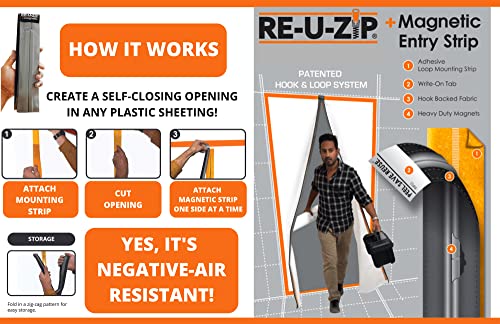 RE-U-ZIP® Reusable Magnetic Entry Strip™ | Patented Self-Closing Dust Barrier Zipper | Starter Kit