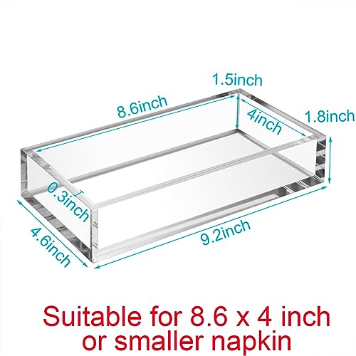 HIIMIEI Acrylic Napkin Holder Tray,8mm Thick Acrylic Guest Towel Holder 8.5x4 inches, Crystal Clear Table Cocktail Napkin Holder for Bathroom,Restaurant,Office,Commercial,Kitchen,Party