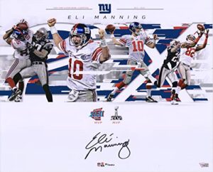 eli manning new york giants autographed 16" x 20" super bowl plays collage photograph - autographed nfl photos