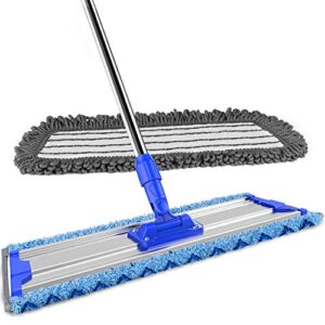 mr.siga 18" professional microfiber mop for floor cleaning, stainless steel telescopic handle, includes 2 washable premium microfiber mop pads, 1 scrub cloth and 1 dust cloth