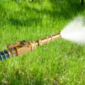 HYDRO MASTER Heavy Duty Brass Garden Hose Nozzle, Adjustable Twist Pressure Sprayer