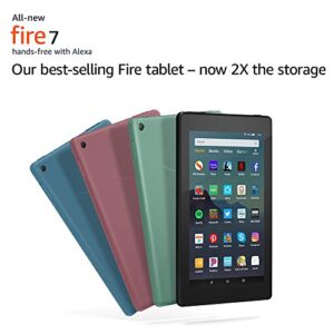 Fire 7 Tablet (7" display, 16 GB) - Black + Fire 7 Tablet Case, Sage + NuPro Clear Screen Protector (2-Pack)