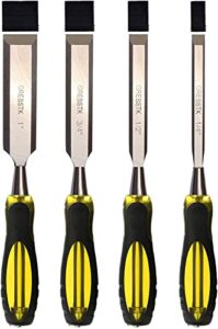 grebstk 4 piece professional wood chisel tool sets sturdy chrome vanadium steel chisel woodworking tools, 1/4 inch,1/2 inch,3/4 inch,1 inch