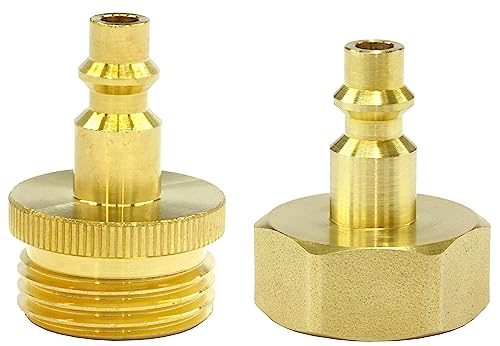 Water Blowout Quick Connect Plug Fittings for Air Compressor, Winterize Kit for RV, Camper, Outdoor Plumbing, Garden Hose, and Sprinkler Systems (One Pair)