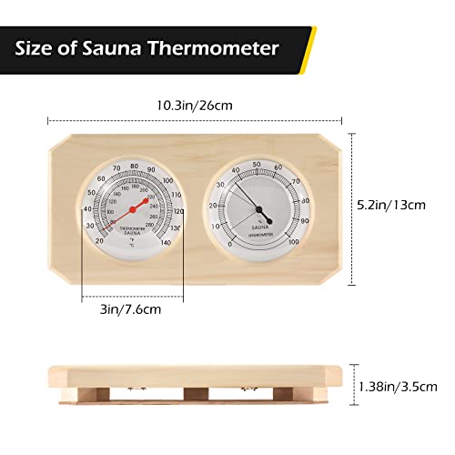 Dyna-Living 2 in 1 Sauna Wooden Sauna Hygrothermograph Indoor Fahrenheit Thermometer and Hygrometer for Hotel or Sauna Room