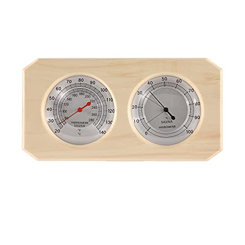 Dyna-Living 2 in 1 Sauna Wooden Sauna Hygrothermograph Indoor Fahrenheit Thermometer and Hygrometer for Hotel or Sauna Room