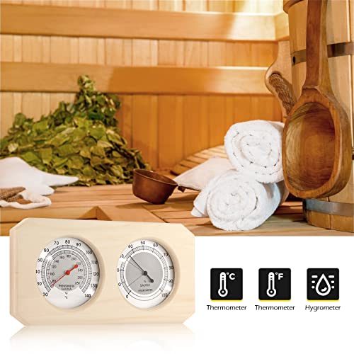 Dyna-Living 2 in 1 Sauna Wooden Sauna Hygrothermograph Indoor Fahrenheit Thermometer and Hygrometer for Hotel or Sauna Room