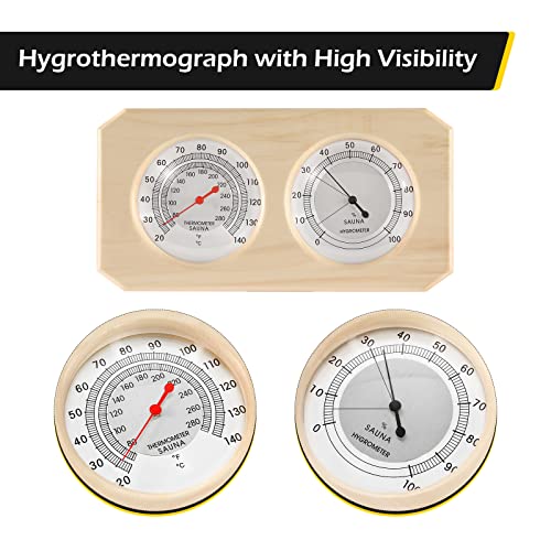 Dyna-Living 2 in 1 Sauna Wooden Sauna Hygrothermograph Indoor Fahrenheit Thermometer and Hygrometer for Hotel or Sauna Room