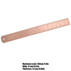 Straight Ruler Vintage Brass Handy Straight Ruler Metal Copper Bookmark with Cm Inch Dual Scale for Line Drawing (Copper)