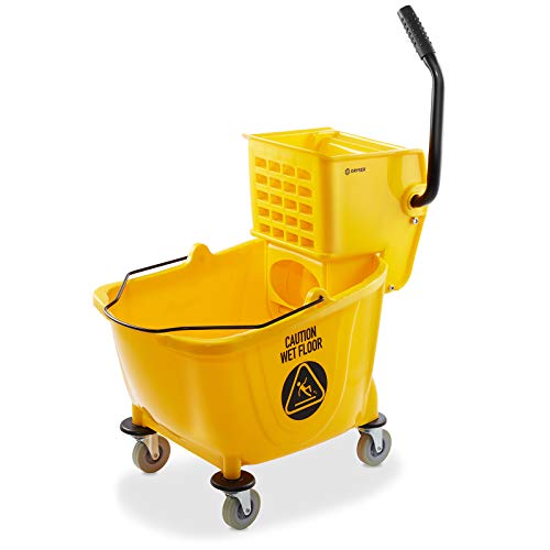 Dryser Commercial Side Press Wringer Combo Mop Bucket, 33 Quart, Yellow