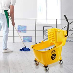 Dryser Commercial Side Press Wringer Combo Mop Bucket, 33 Quart, Yellow