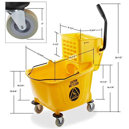 Dryser Commercial Side Press Wringer Combo Mop Bucket, 33 Quart, Yellow