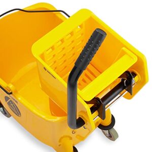 Dryser Commercial Side Press Wringer Combo Mop Bucket, 33 Quart, Yellow