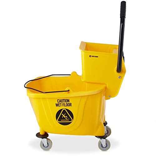 Dryser Commercial Side Press Wringer Combo Mop Bucket, 33 Quart, Yellow