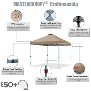 MASTERCANOPY Durable Ez Pop-up Canopy Tent with Roller Bag (10x10, Khaki)