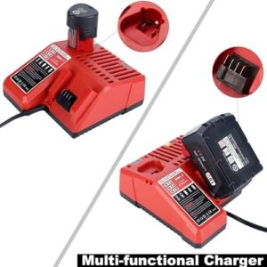 Swidan M12 & M18 Li-ion Battery Charger Replacement for Milwaukee M18 M12 XC 12V-18V 48-11-2420 48-11-2440 48-11-1820 48-11-1840 48-11-1850 48-11-2401 48-11-1890