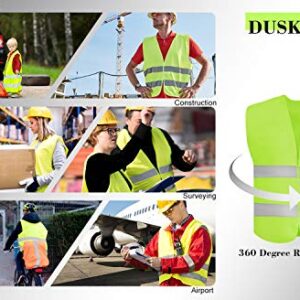 DUSKCOVE 10 Pack High Visibility Safety Vest for Traffic Work, Running, Surveyor and Security Guard - Construction Vest with 2 Reflective Strips, Made from Breathable and Neon Yellow Mesh Fabric