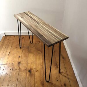 black walnut console table with hairpin legs