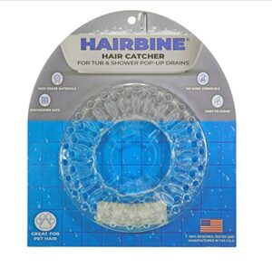 hairbine hair drain catcher - for tub and shower pop-up stopper drains, pet hair & debris trap/stopper for bathrooms - drain cover & protector - fight clogs & buildup - patent pending