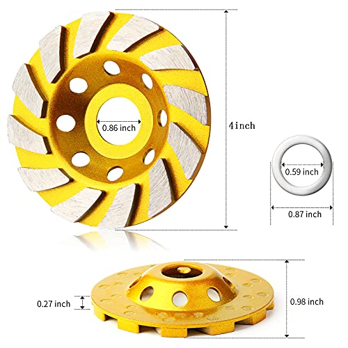 HRLORKC 4 Inch Concrete Turbo Diamond Grinding Cup Wheel 12 Segs Heavy Duty Angle Grinder Wheels for Angle Grinder