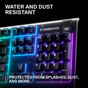 SteelSeries Apex 3 RGB Gaming Keyboard – 10-Zone RGB Illumination – IP32 Water Resistant – Premium Magnetic Wrist Rest (Whisper Quiet Gaming Switch)