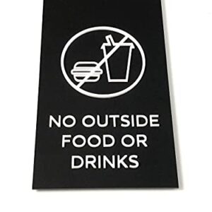 Kubik Letters No Outside Food or Drinks Sign, Modern Design Door Sign for Restaurant and Cafe with 3M Double Sided Tape