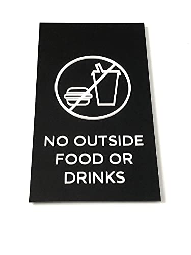 Kubik Letters No Outside Food or Drinks Sign, Modern Design Door Sign for Restaurant and Cafe with 3M Double Sided Tape