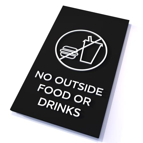 Kubik Letters No Outside Food or Drinks Sign, Modern Design Door Sign for Restaurant and Cafe with 3M Double Sided Tape