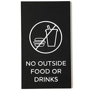 Kubik Letters No Outside Food or Drinks Sign, Modern Design Door Sign for Restaurant and Cafe with 3M Double Sided Tape