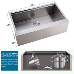 33 Inch Farmhouse Sink Workstation Stainless Steel -VOKIM 33X22 inch Farmhouse Sink 16 Gauge Stainless Steel Ledge Workstation Flat Apron-front Single Bowl Farm Kitchen Sink