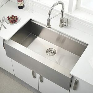 33 Inch Farmhouse Sink Workstation Stainless Steel -VOKIM 33X22 inch Farmhouse Sink 16 Gauge Stainless Steel Ledge Workstation Flat Apron-front Single Bowl Farm Kitchen Sink