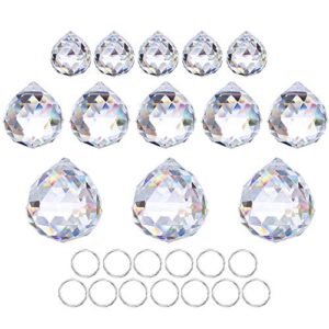 crystalsuncatcher 20mm/30mm/40mm clear crystal ball prisms chandelier lamp lighting drops hanging prisms parts suncatcher rainbow maker home decor, pack of 13