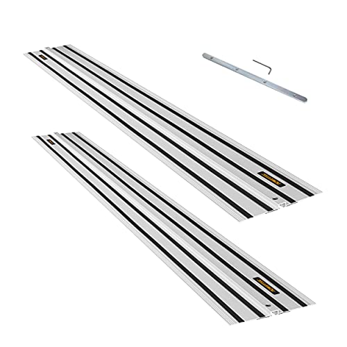 POWERTEC 71505 110” Guide Rail Joining Set for DeWalt Track Saws | Includes 2x55" Aluminum Extruded Guided Rails and (1) Guide Rail Connector for Woodworking Projects