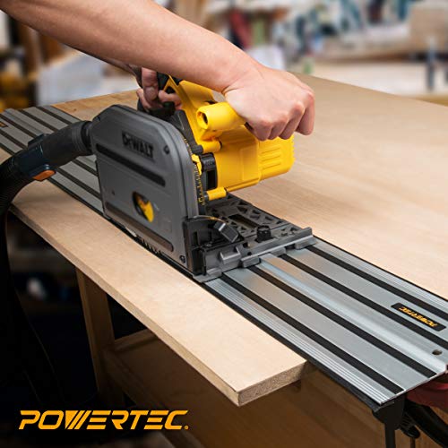 POWERTEC 71505 110” Guide Rail Joining Set for DeWalt Track Saws | Includes 2x55" Aluminum Extruded Guided Rails and (1) Guide Rail Connector for Woodworking Projects