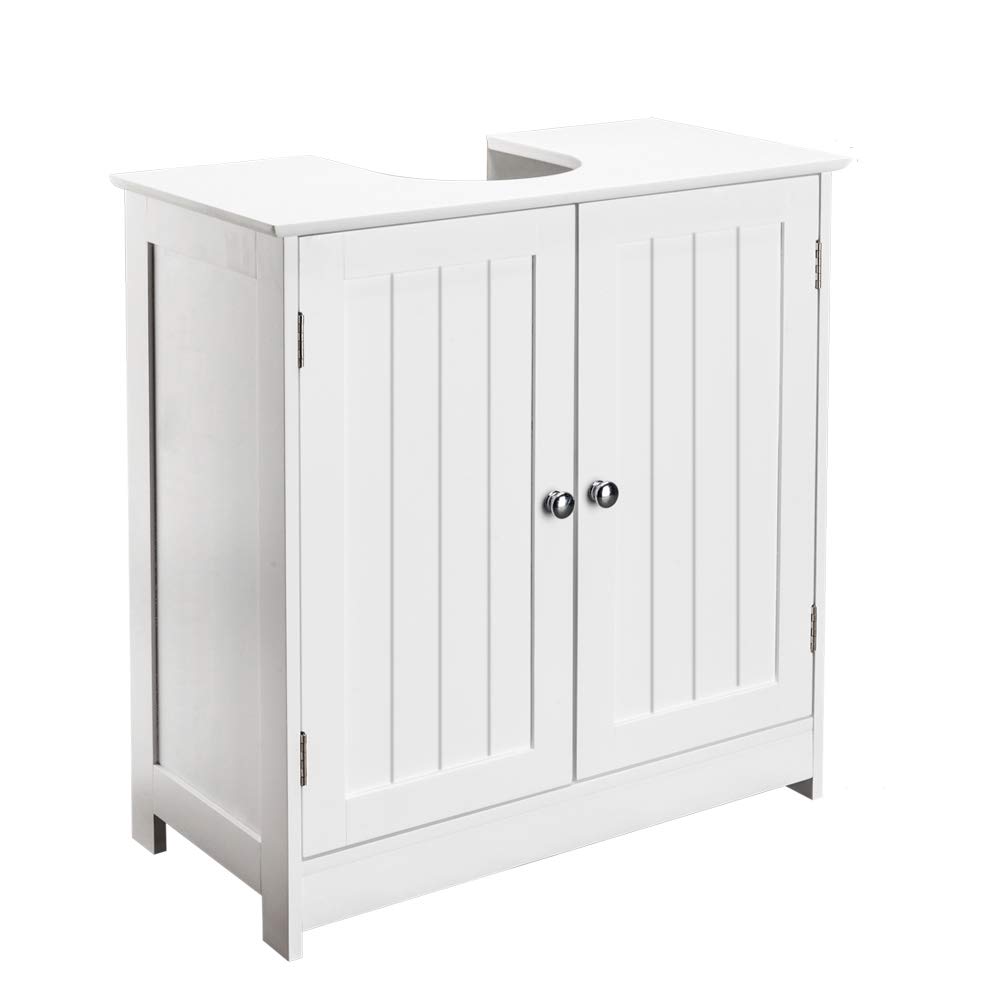 FCH Pedestal Sink, Storage Cabinets with Two Doors and Adjustable Shelves Under Sink Organizer Bathroom Vanity Storage White