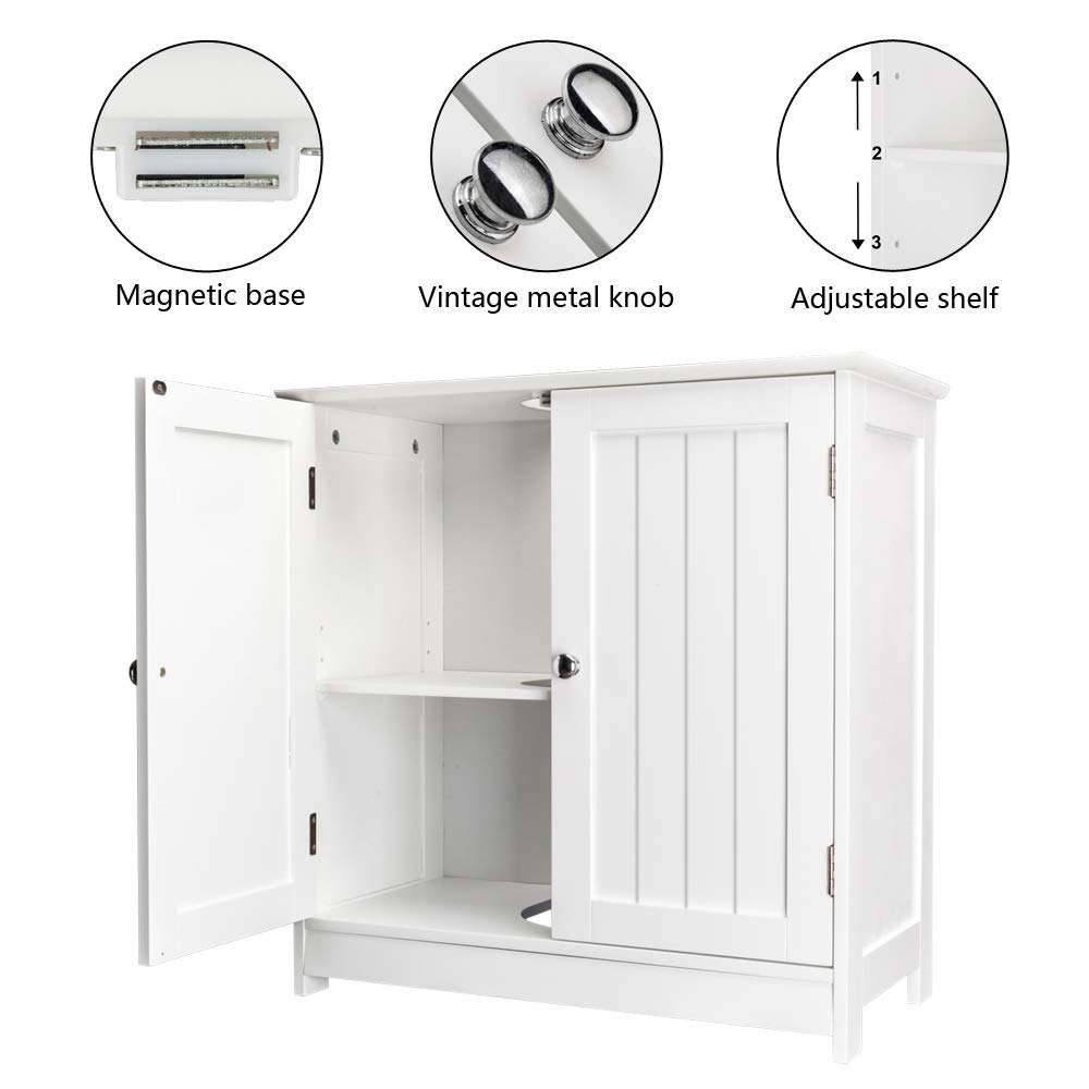 FCH Pedestal Sink, Storage Cabinets with Two Doors and Adjustable Shelves Under Sink Organizer Bathroom Vanity Storage White