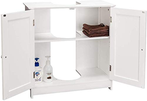 FCH Pedestal Sink, Storage Cabinets with Two Doors and Adjustable Shelves Under Sink Organizer Bathroom Vanity Storage White