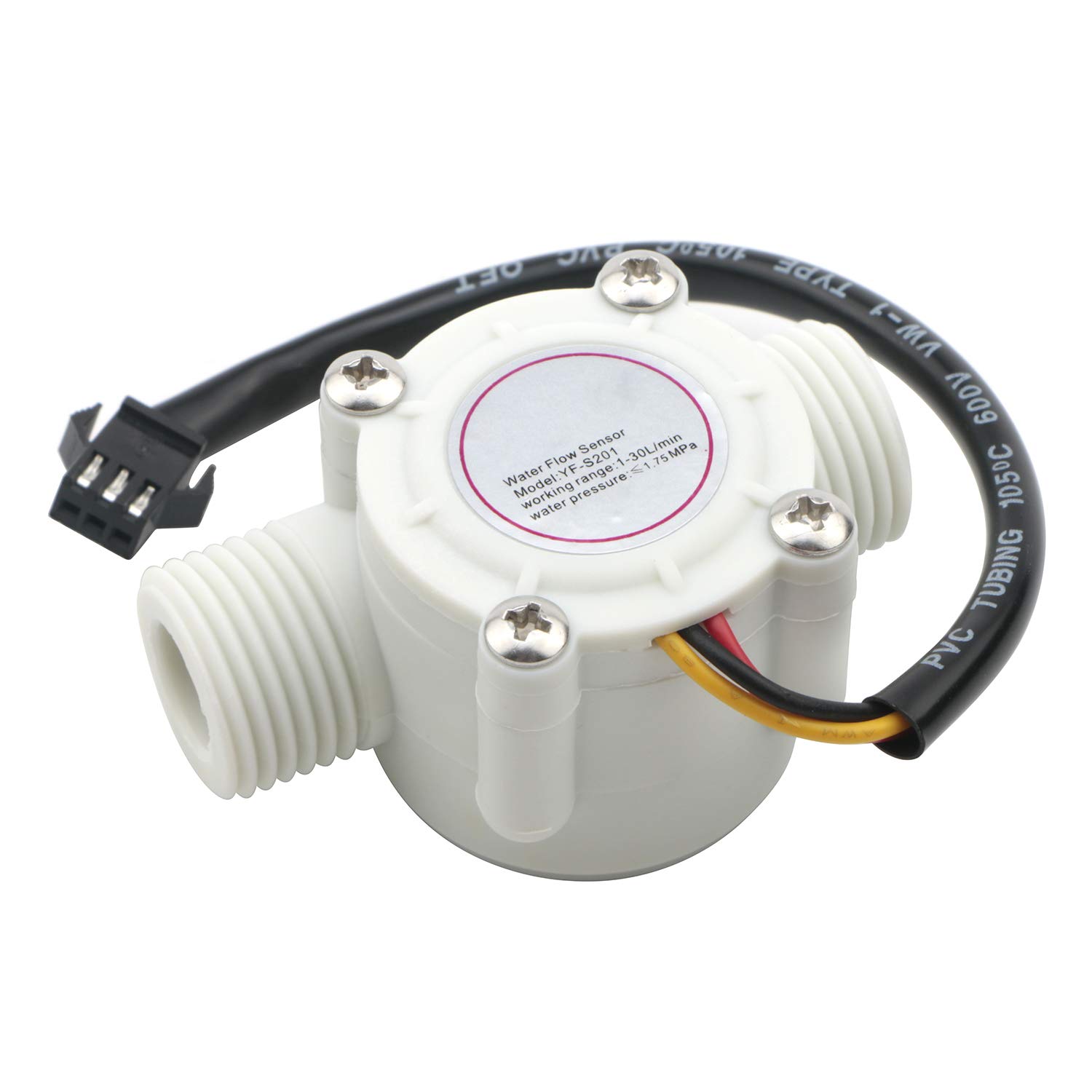 Pxyelec 1Pcs 1/2" High Precision Flow Meter, Hall Effect Water Flow Sensor Switch Flowmeter Fluid Meter, 1-30L/minute