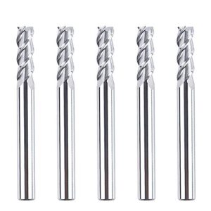 spetool 1/4 end mill for aluminum 3 flutes cnc spiral router bit for aluminum cut non-ferrous metal upcut 2.5 inches long 5 pieces