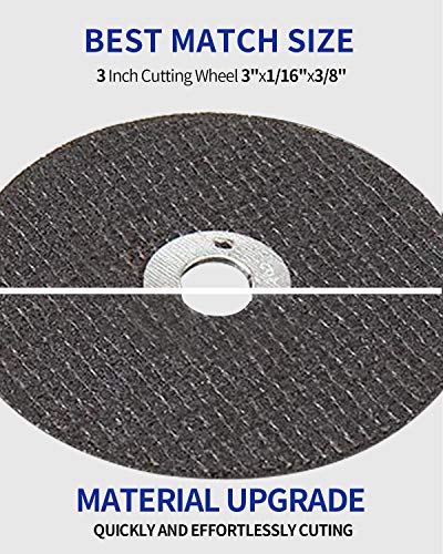 25Pack 3 inch Cut Off Wheels 3/8'' Arbor Cutting Disc Cutting All Ferrous Metals and Stainless Steel for Angle Die Grinder