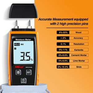 XRCLIF Wood Moisture Meter - Digital Moisture Meter for Wallls/Firewood/Lumber/Mortar, Handheld Wood Humidity Meter, Moisture Detector for Walls