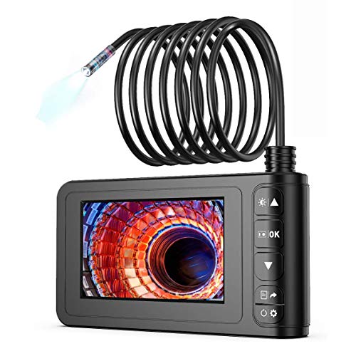 Industrial Endoscope, SKYBASIC Digital Borescope Sewer Camera IP67 Waterproof 4.3 Inch LCD Screen HD Snake Camera Inspection Camera with 6 LED Lights, Semi-Rigid Cable, 32GB Card and Tool -16.5FT