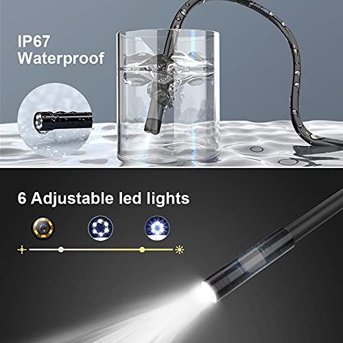 Industrial Endoscope, SKYBASIC Digital Borescope Sewer Camera IP67 Waterproof 4.3 Inch LCD Screen HD Snake Camera Inspection Camera with 6 LED Lights, Semi-Rigid Cable, 32GB Card and Tool -16.5FT