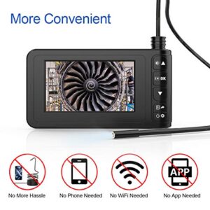 Industrial Endoscope, SKYBASIC Digital Borescope Sewer Camera IP67 Waterproof 4.3 Inch LCD Screen HD Snake Camera Inspection Camera with 6 LED Lights, Semi-Rigid Cable, 32GB Card and Tool -16.5FT