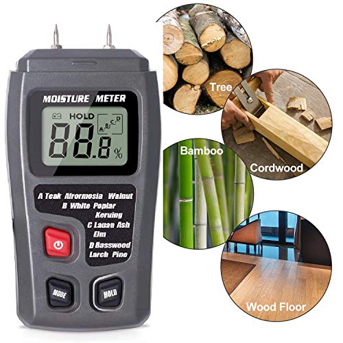 Wood Moisture Meter, Moisture Reader for Firewood, Small Handheld Wood Moisture Detector, Humidity Detector for Cordwood, Furniture, Floor, Wood Humidity Measuring Device