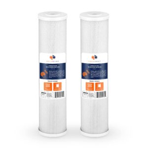 aquaboon whole house water filter replacement cartridge 20x4.5 inch 5 micron - 2-pack cto carbon filter - activated carbon block filter cartridge compatible with epm-20bb, cb-bb-20, 155783-43, fc25b