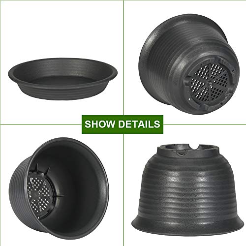 ZOUTOG 𝟏𝟓 𝑷𝒂𝒄𝒌 𝑷𝒍𝒂𝒏𝒕 𝑷𝒐𝒕𝒔, 6 inches Plastic Planters with Drainage Hole and Tray, Plants Not Included