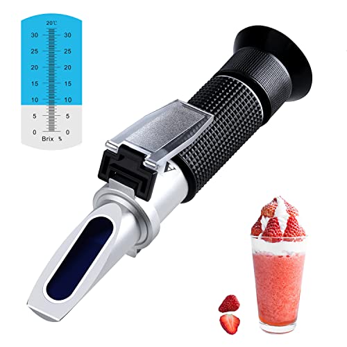 Brix Refractometer with ATC, Handheld Brix Meter Hydrometer 0-32% Portable Brix Reader Tester for Measuring Sugar Content in Fruit, Saccharimeter Refractometer for Replacement Brix Hydrometer Set